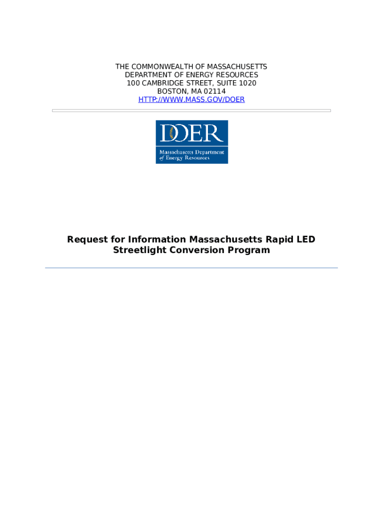 Request for Ination Massachusetts Rapid LED Streetlight Conversion Program Doc Template | pdfFiller