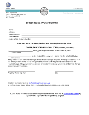 Fillable Online budget billing application form Fax Email Print - pdfFiller