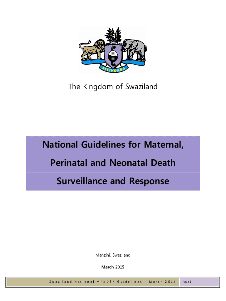 Fillable Online National Guidelines for Maternal, Perinatal and ...
