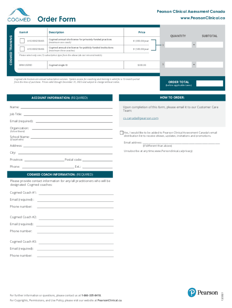 Fillable Online Pearson Clinical Assessment Registration Form Fax Email ...