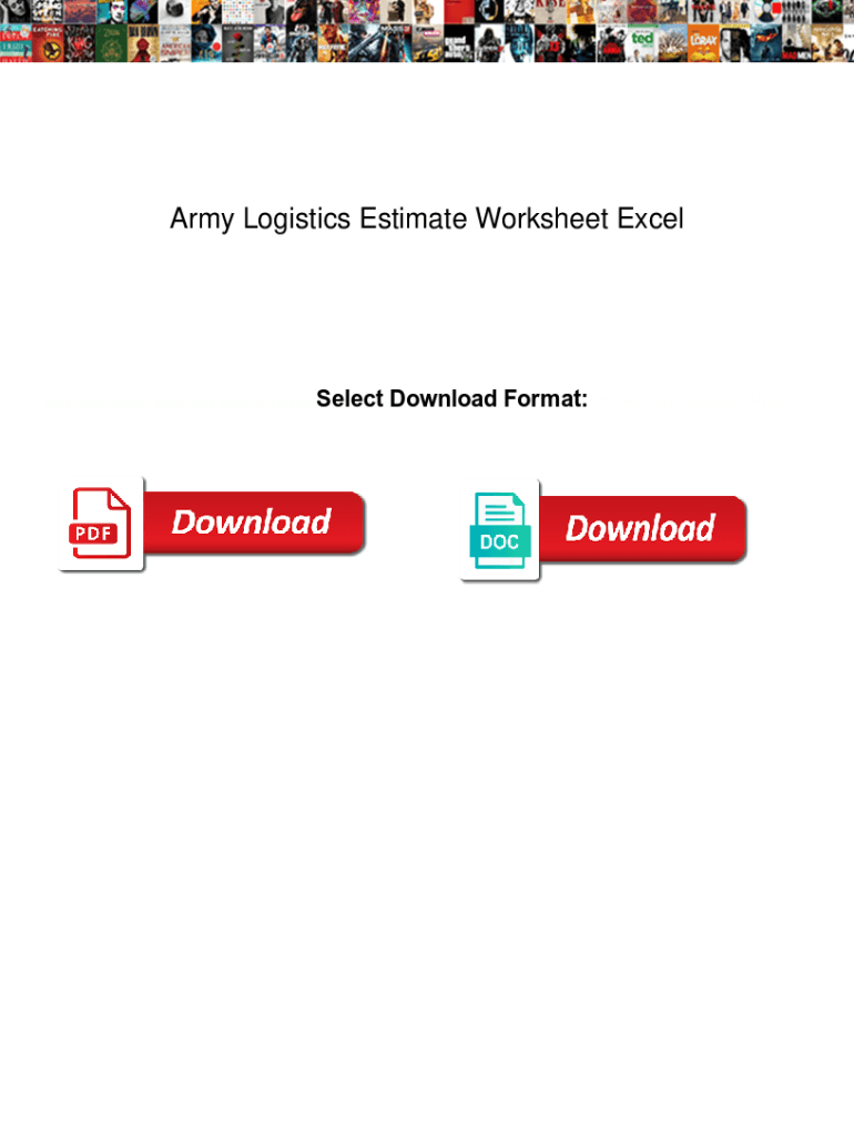 Fillable Online Army Logistics Estimate Worksheet Excel. Army Logistics ...