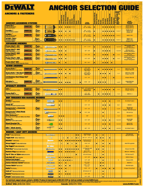 Fillable Online Anchor Selection Guide Chart. Full detailed Anchor ...