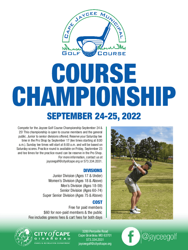 Fillable Online Jaycee Municipal Golf Course - City of Cape Girardeau ...