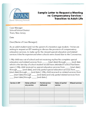 Fillable Online Sample Letter to School Requesting Compensatory ... Fax ...