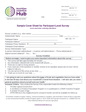 Fillable Online Sample Cover Sheet for Participant-Level Survey Fax ...