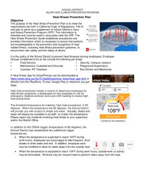 Fillable Online The purpose of Heat Illness Prevention Plan is to meet ...