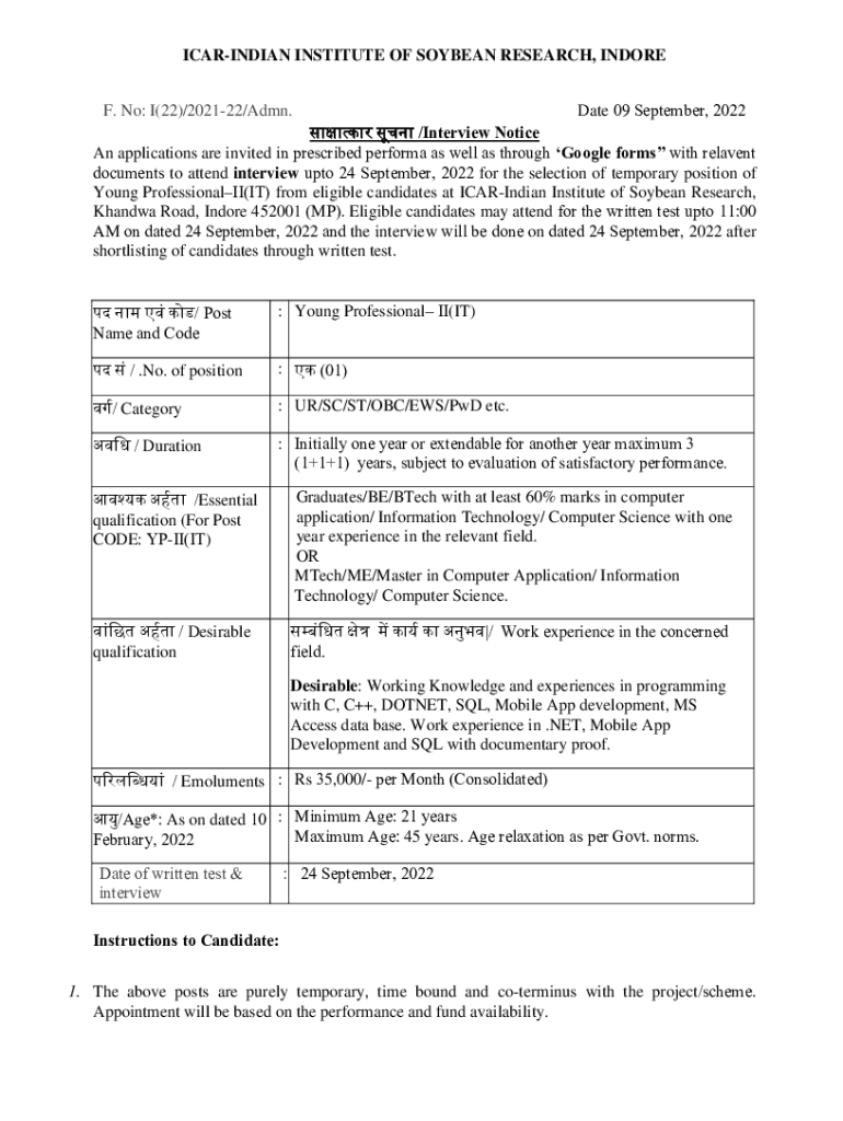 Fillable Online icar-indian institute of soybean research, indore Fax Email Print - pdfFiller