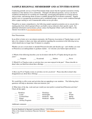 Fillable Online alumni princeton sample regional membership and ...
