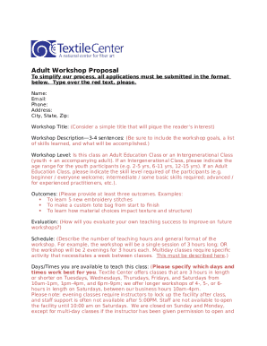 Guide to submitting a workshop proposal Doc Template | pdfFiller