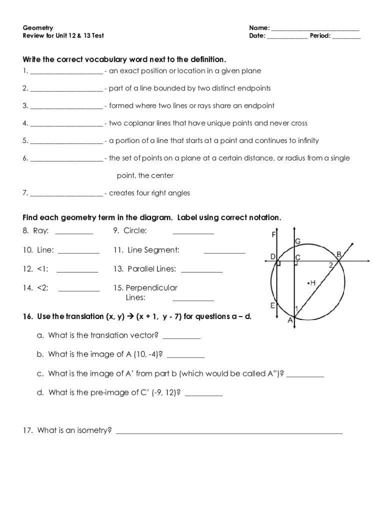 Fillable Online Write the correct vocabulary word next to the ...