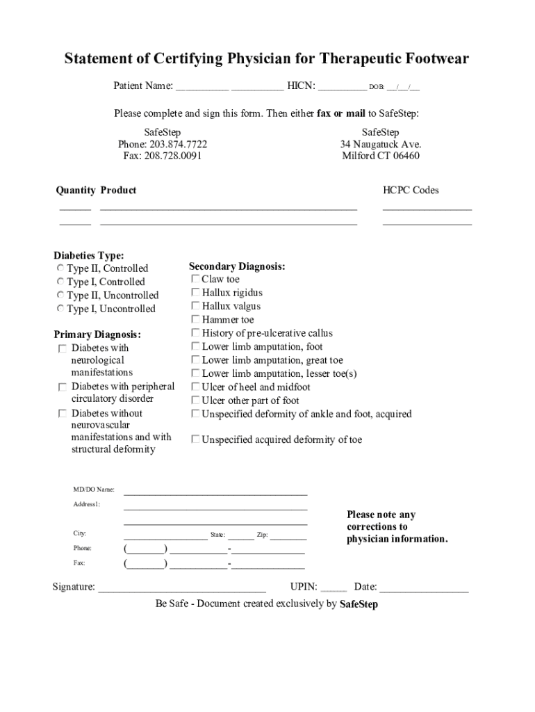 Fillable Online Medicare Certification Statement for Therapeutic ...