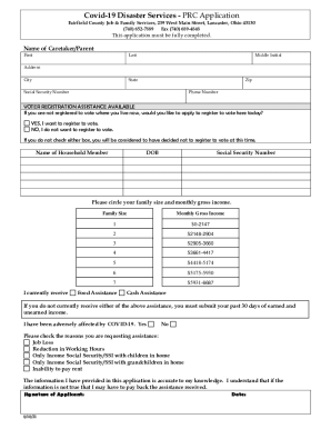 Fillable Online Covid-19 Disaster Services - PRC Application Fax Email ...