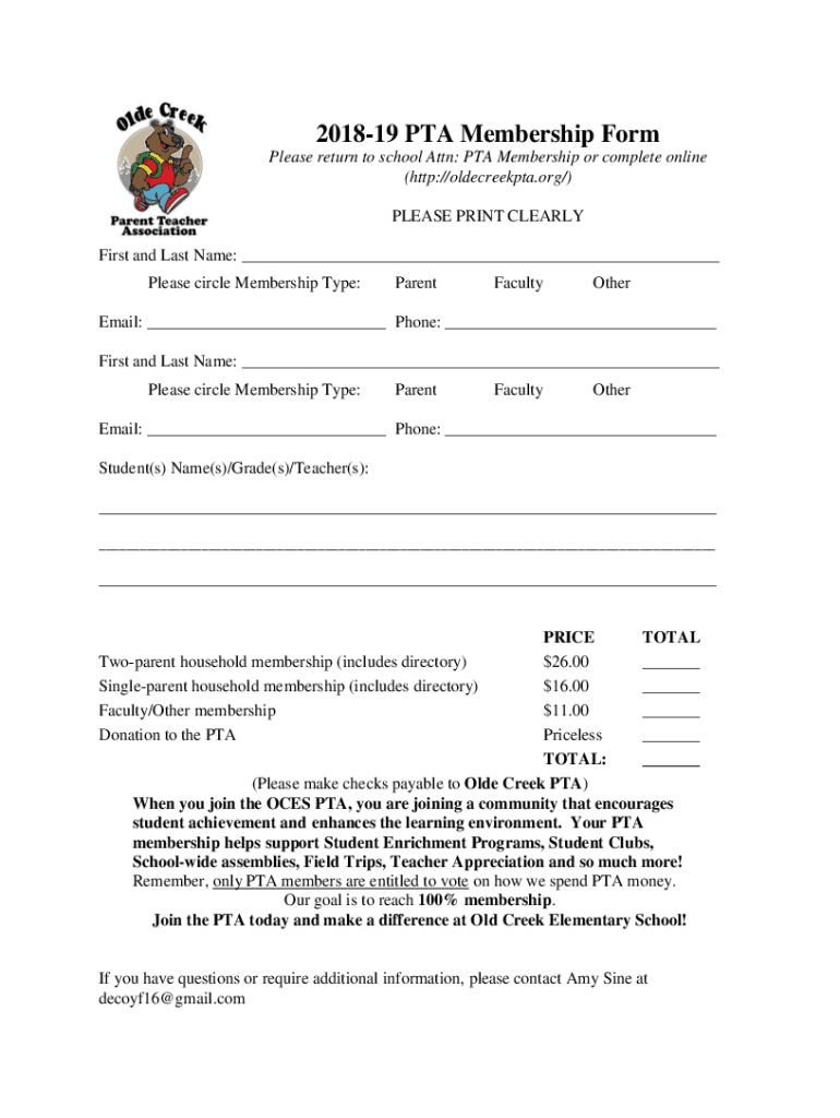 Fillable Online PTA Membership Letter Fax Email Print - pdfFiller