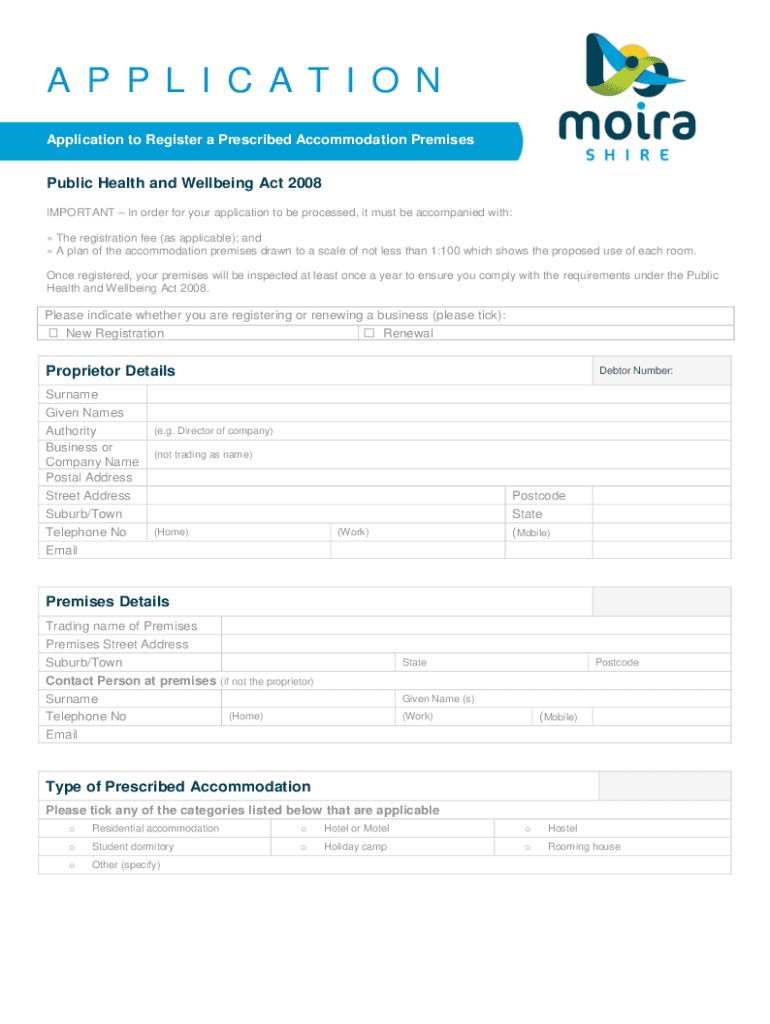 Fillable Online Form - Application Register Prescribed Accommodation ...