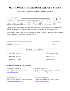 Fillable Online Off Campus PE - Montgomery Fax Email Print - pdfFiller