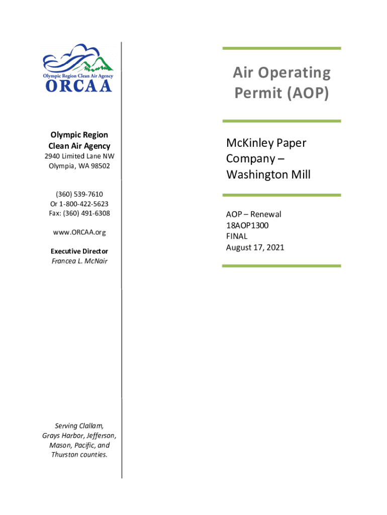 Fillable Online Air Operating Permit (AOP) Archives - ORCAA Fax Email ...