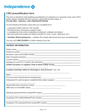 Fillable Online LTAC precertification form. long term acute care Fax ...