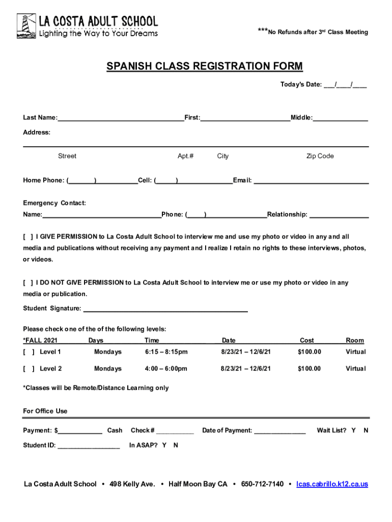 Fillable Online English Registration Form 9-30-21. ... Fax Email Print ...