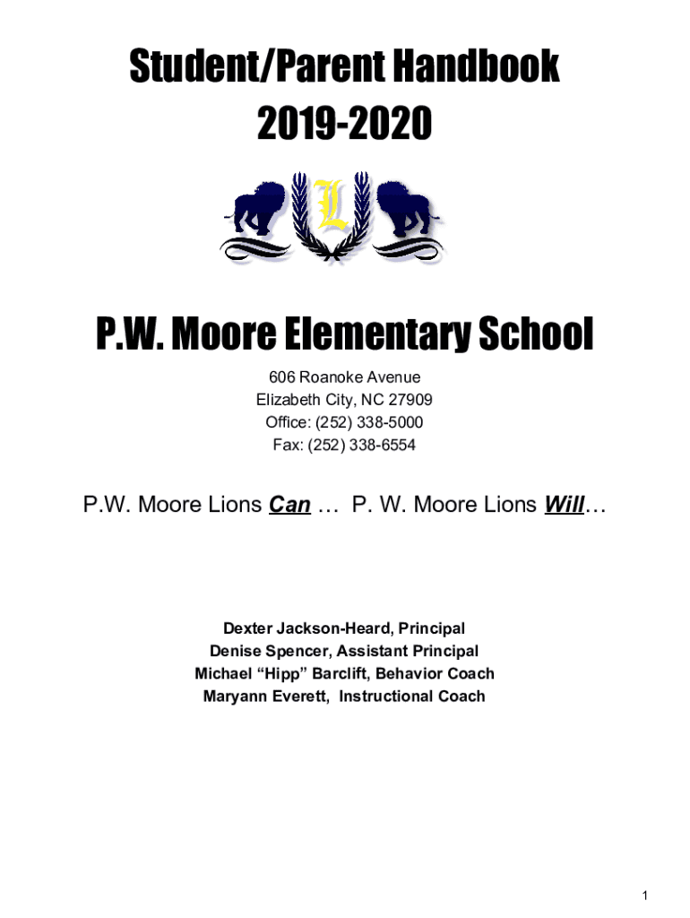 Fillable Online P.W. Moore Elementary School in Elizabeth City, NC Fax ...
