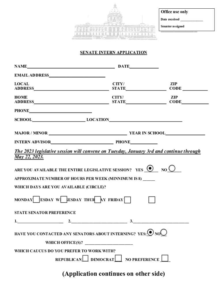 Fillable Online Internships - U.S. Senator for Florida, Marco Rubio Fax ...