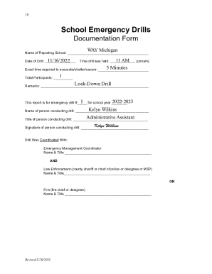Fillable Online Emergency Drills Documentation Form - Amazon AWS Fax Email Print - pdfFiller
