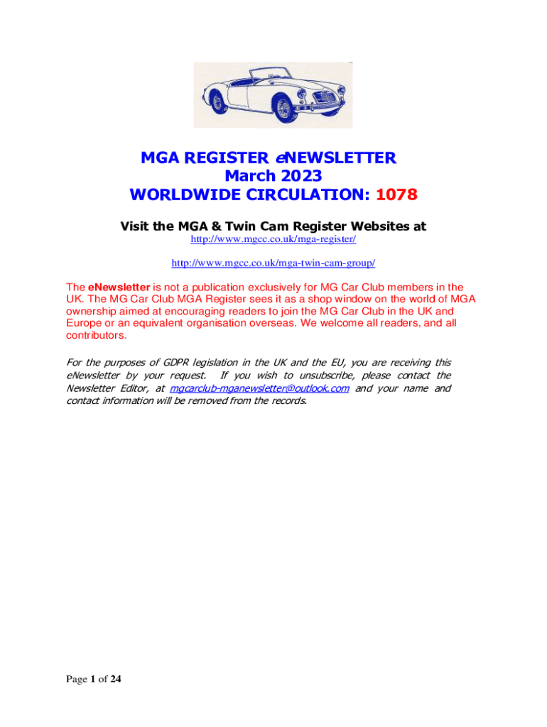 Fillable Online MGA REGISTER eNEWSLETTER Fax Email Print - pdfFiller