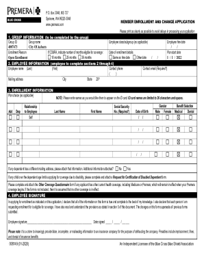 Fillable Online Group Plan - Member Enrollment and Change Application ...