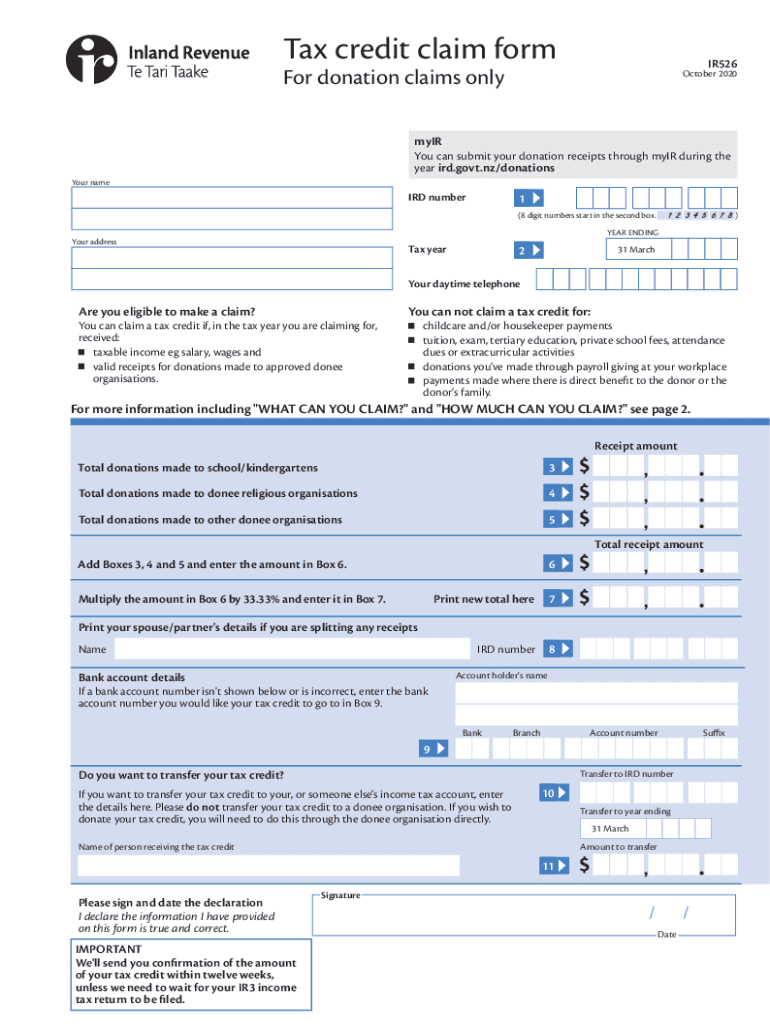 Fillable Online Tax credit claim form IR526 Fax Email Print - pdfFiller