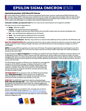 Fillable Online EPSILON SIGMA OMICRON (ESO)GFWC Illinois! Fax Email ...