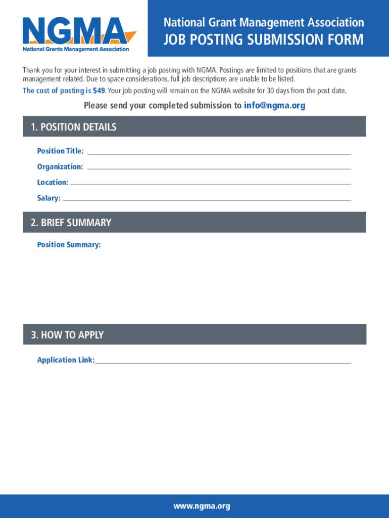 Fillable Online JOB POSTING SUBMISSION FORM Fax Email Print - pdfFiller