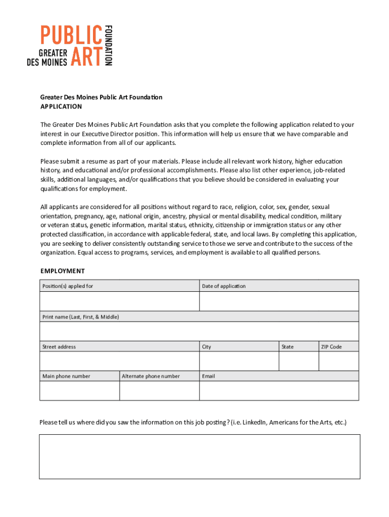 Fillable Online Greater Des Moines Public Art Foundation - Fine Art Fax Email Print - pdfFiller