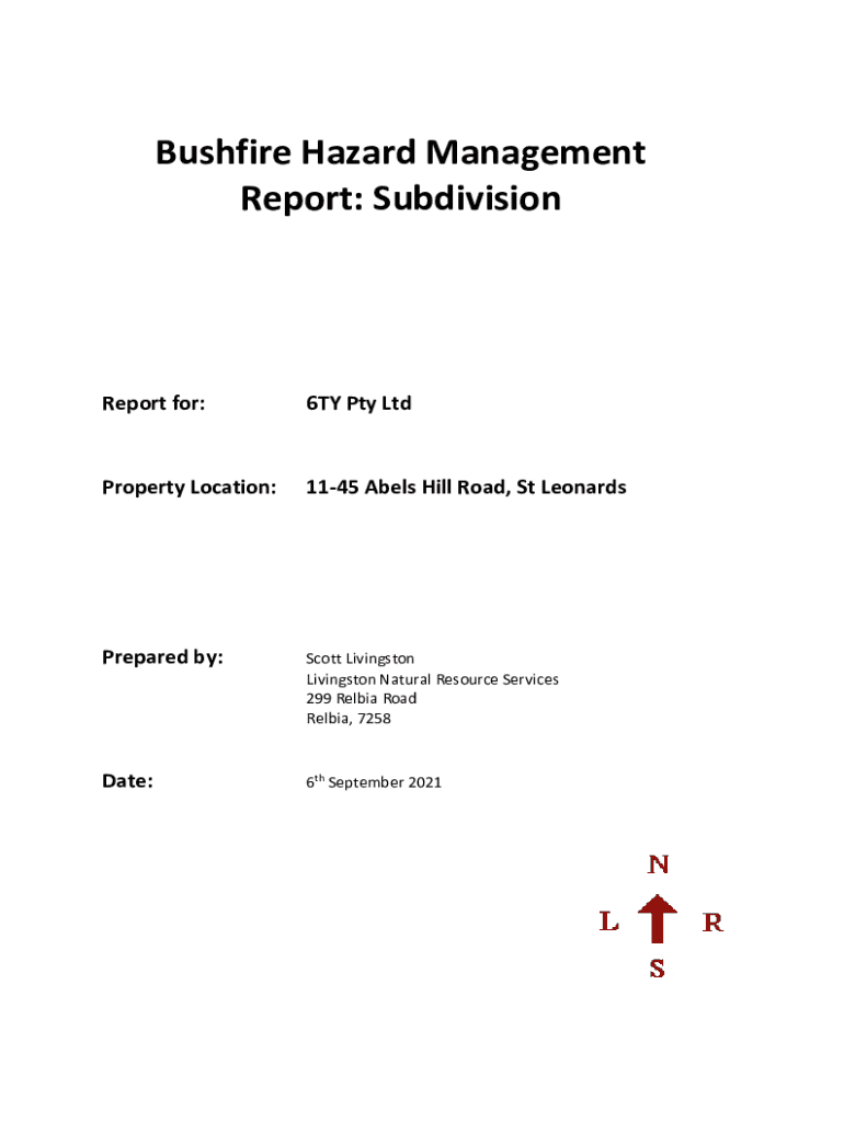 Fillable Online Bushfire Hazard Management Report: Subdivision Fax Email Print - pdfFiller