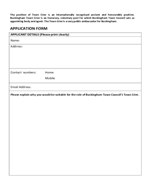 Fillable Online Town Crier Application Form Fax Email Print - pdfFiller