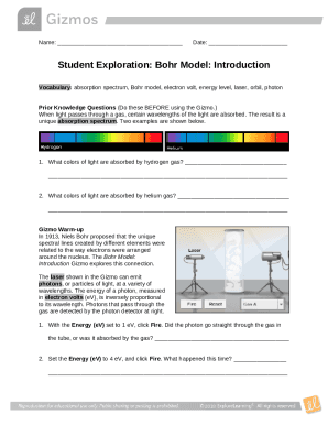Get the free student exploration bohr model introduction Doc Template | pdfFiller
