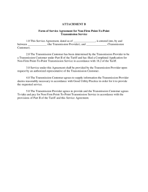 Fillable Online ATTACHMENT B Form of Service Agreement for Non-Firm ... Fax Email Print - pdfFiller