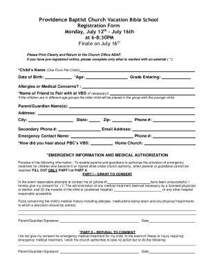 Fillable Online VBS REGISTRATION FORM - Murfreesboro Fax Email Print ...