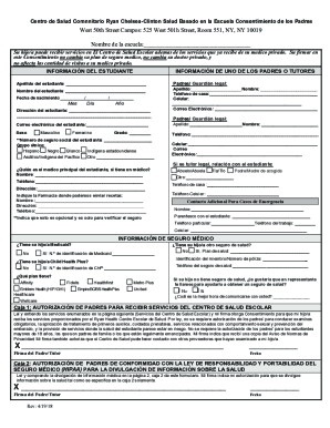 Completable En línea PWHS SPANISH SBHC Consent Form ... Fax Email ...