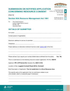 Fillable Online SUBMISSION ON NOTIFIED APPLICATION ... Fax Email Print ...