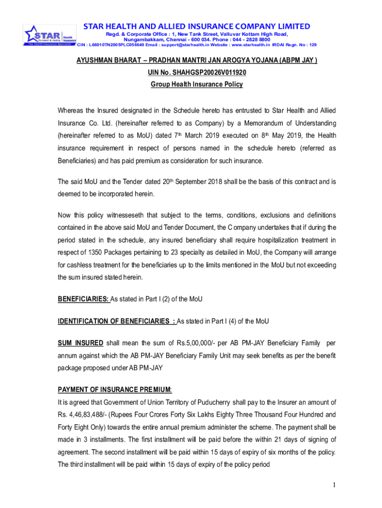 Fillable Online Star health and allied insurance company limited Fax ...