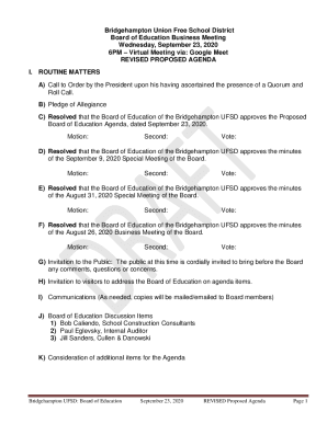 Fillable Online REVISED PROPOSED AGENDA Fax Email Print - pdfFiller