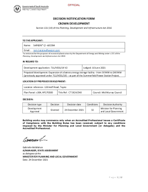 Fillable Online DECISION NOTIFICATION FORM CROWN DEVELOPMENT Fax Email ...