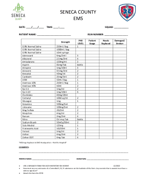 Fillable Online SENECA COUNTY EMS CONTROLLED SUBSTANCE INVENTORY FORM ...