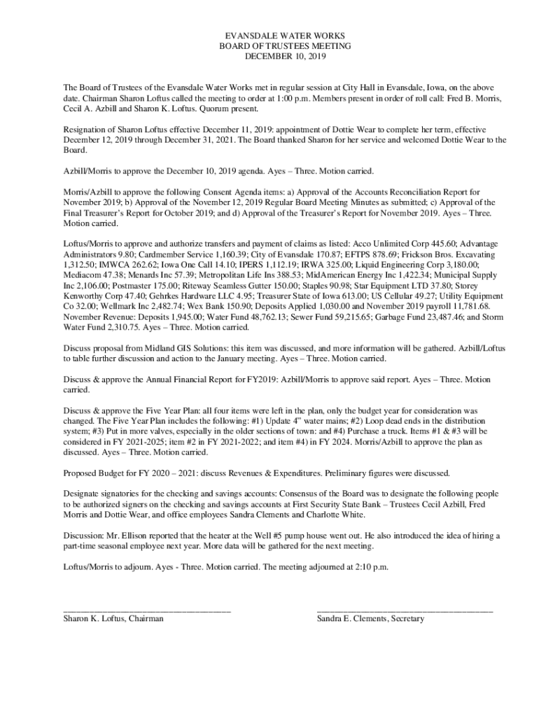 Fillable Online Resignation of Sharon Loftus effective December 11 ...