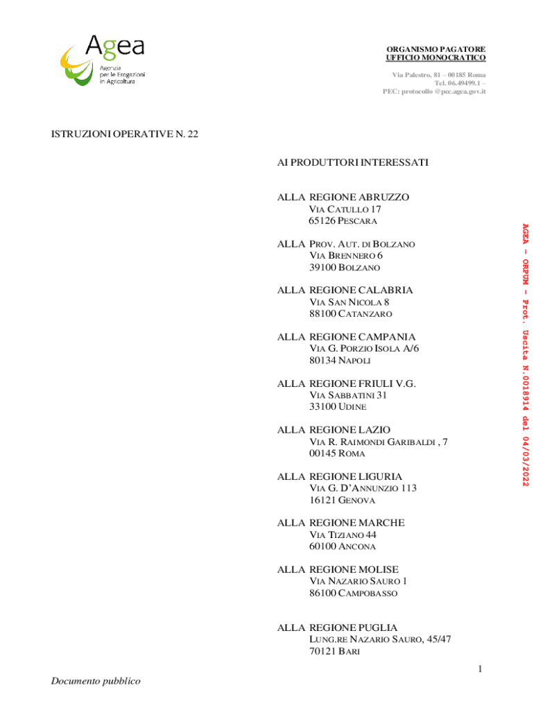 Compilabile Online 1 Documento pubblico ISTRUZIONI OPERATIVE N. 11 AI ... Fax Email Stampa ...