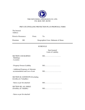 Fillable Online Private Dwelling Protection Plan Proposal Form Fax ...