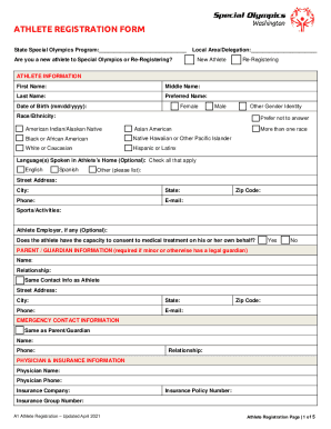 Fillable Online Athlete Registration Forms Fax Email Print - pdfFiller