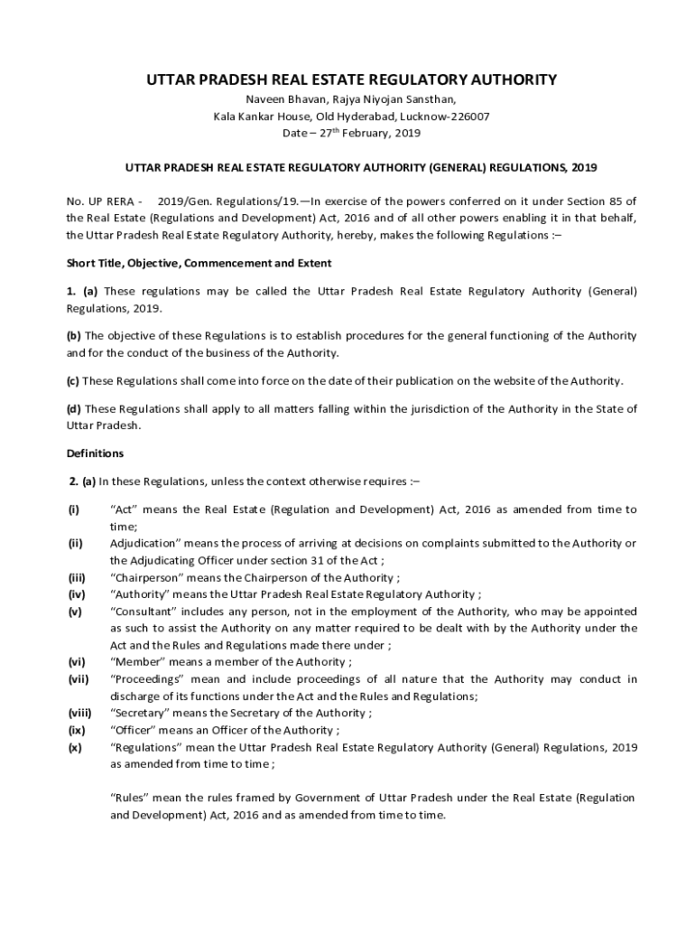 Fillable Online A Guide to UP RERA - Registration Process, Charges and ...