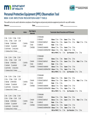 Fillable Online Personal Protective Equipment (PPE) Observational Tool ...