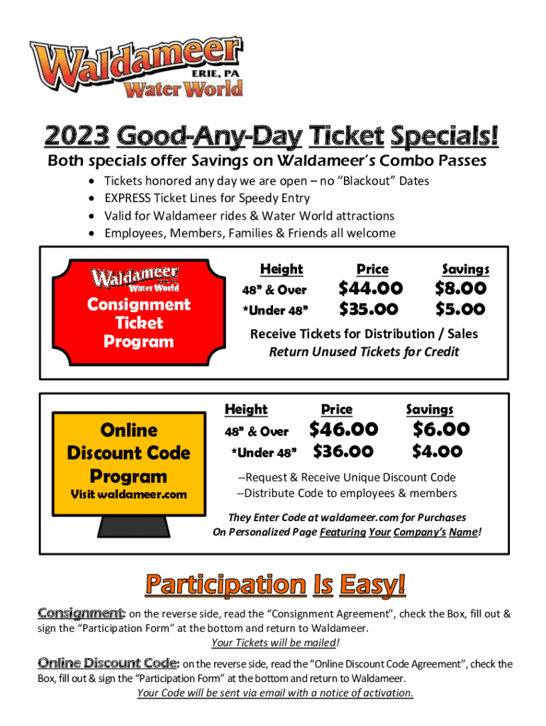 Fillable Online Waldameer & Water World (Erie) - All You Need to Know ...