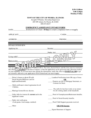 Fillable Online EMERGENCY ASSISTANCE INTAKE FORM DATE: to Client Fax ...